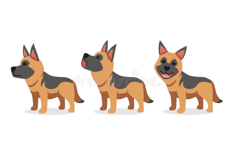 Set of Vector Cartoon Character German Shepherd Dog Stock Vector ...