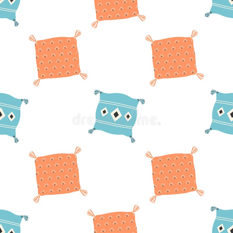 Seamless Pattern of Cartoon Decorative Pillows, Vector Illustration ...
