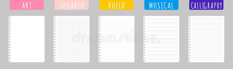 Clean Notebook Pages Realistic Vector Illustration Set Stock Vector ...