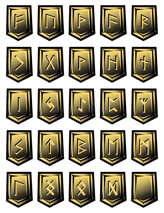 Set of Vector Character from Runic Alphabet on Stones Stock Vector ...