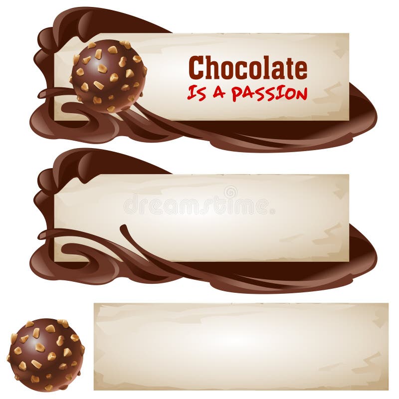 Set of Vector Chocolate Banners. Stock Vector - Illustration of cacao ...