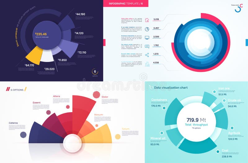 Set of Vector Circle Chart Designs, Modern Templates for Creating ...