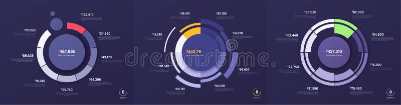 Set of Vector Circle Chart Designs, Modern Templates for Creating ...