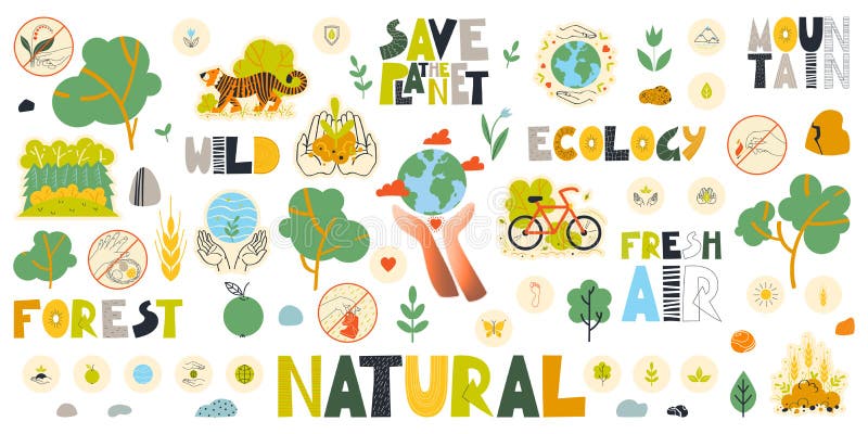 A Set of Vector Clipart on the Theme of a Protection of Nature Stock ...