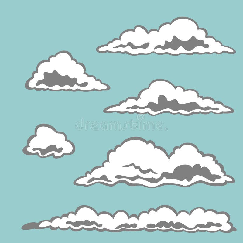 Set of Vector Cloud Elements Stock Illustration - Illustration of cloud ...