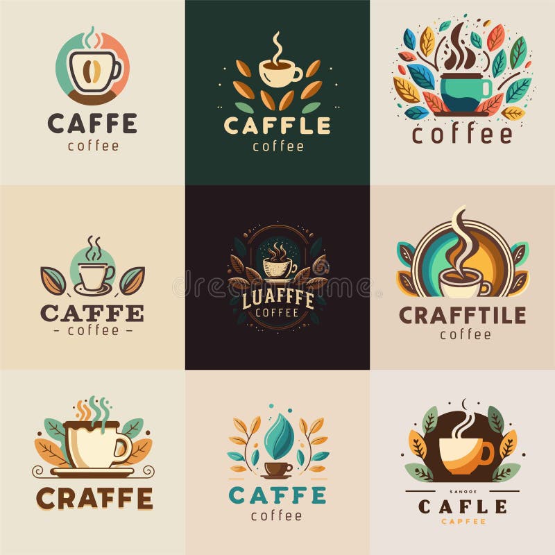Set of Vector Coffee Logo Branding Illustration Collection Premium ...