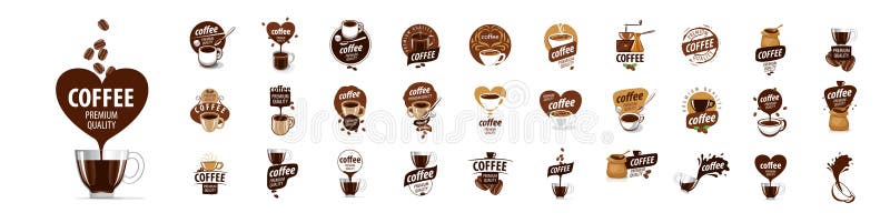 A Set of Vector Coffee Logos on a White Background Stock Vector ...