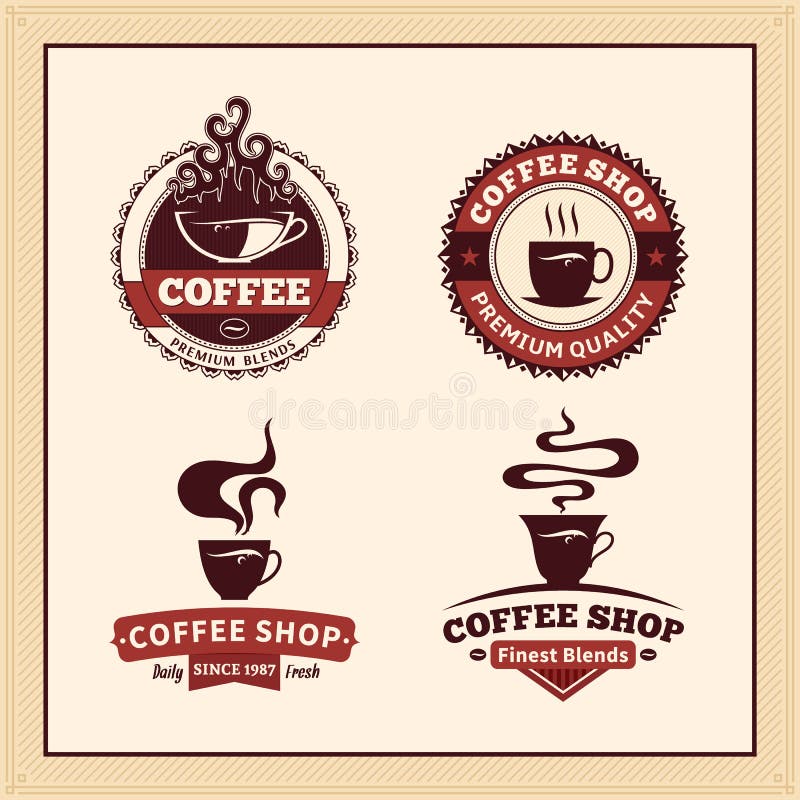 Set of Vector Coffee Shop Labels, Icons and Design Elements Stock ...