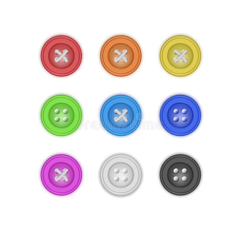 Set of Vector Collection of Buttons for Clothes, Realistic Buttons in ...