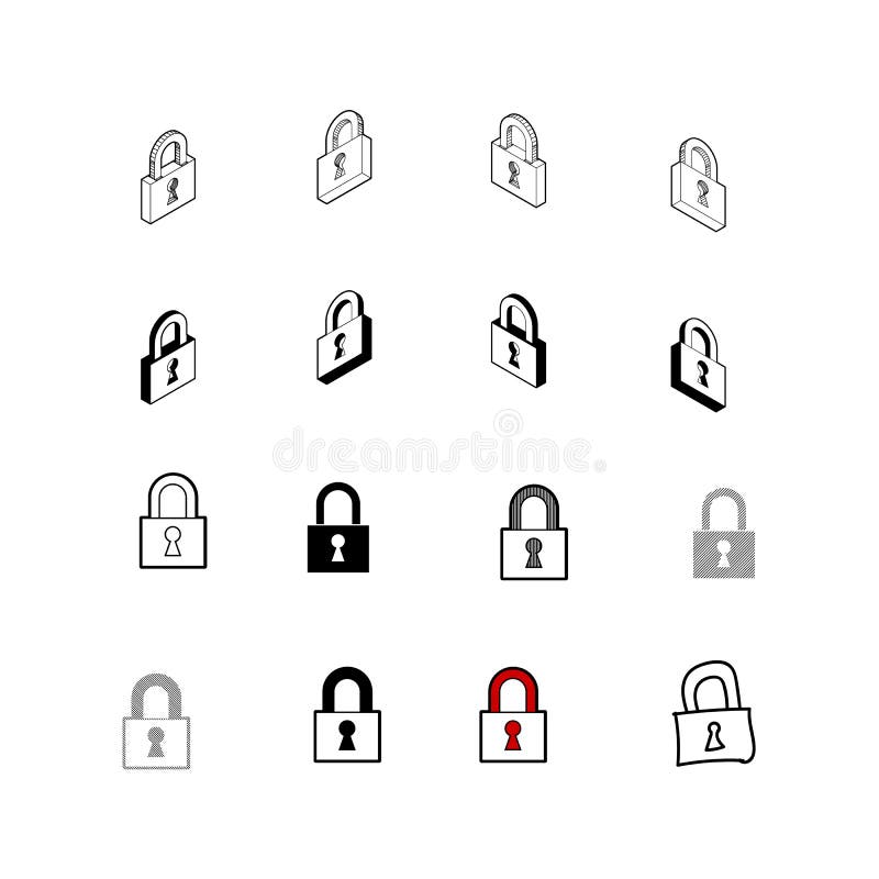 Lock Icon Multi Type Stock Illustrations – 15 Lock Icon Multi Type ...