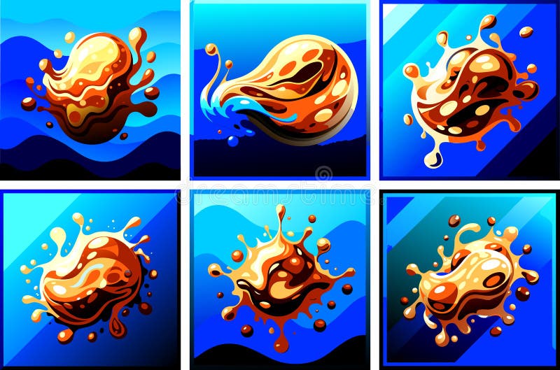 Set of Vector Color Templates with Abstract Drops and Splashes of ...