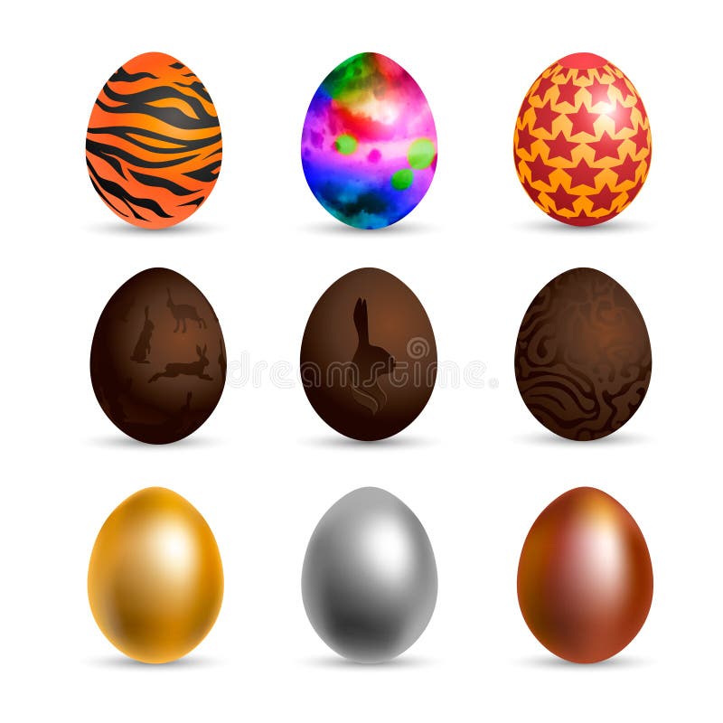 Set of Vector Colored Painted Eggs for Easter Stock Vector ...