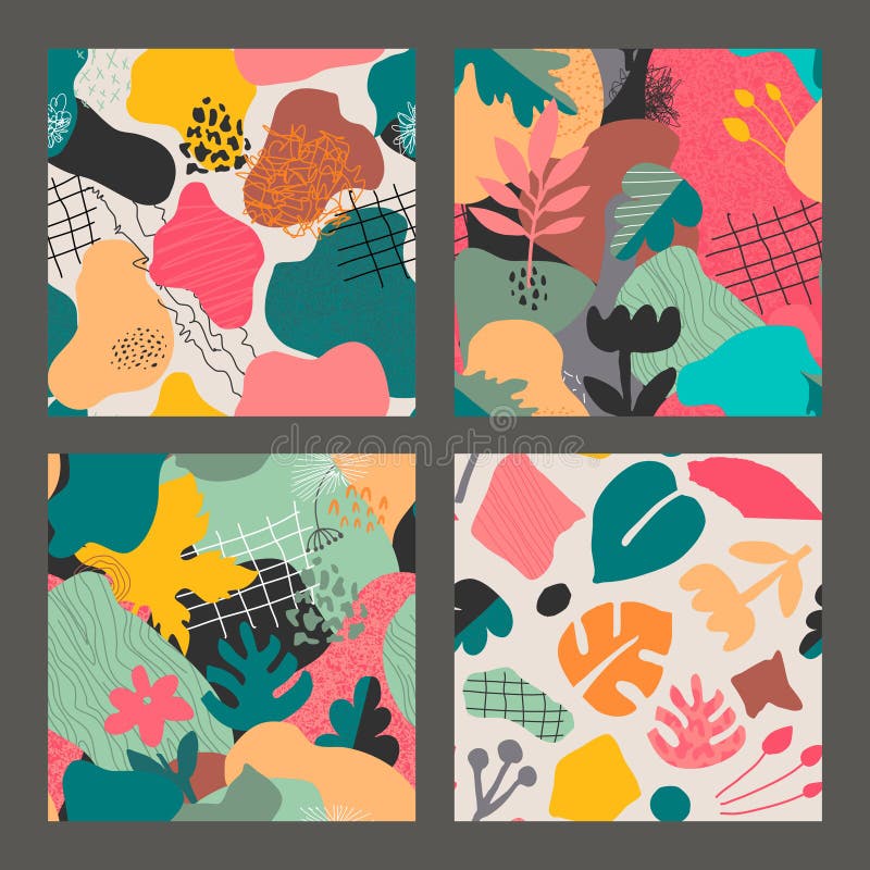Vector Colorful Collage Contemporary Natural Seamless Pattern. Modern ...