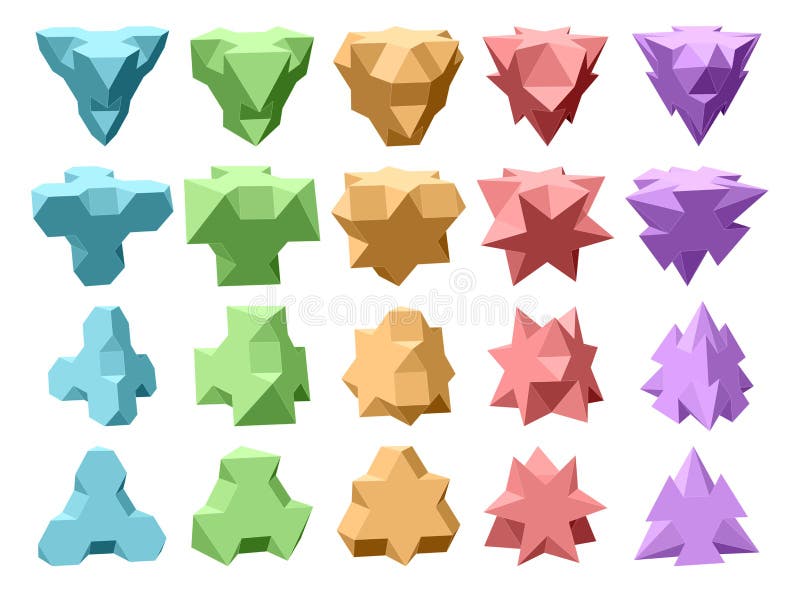 Set of Vector Complex Geometric Shapes Based on Tetrahedron Stock ...