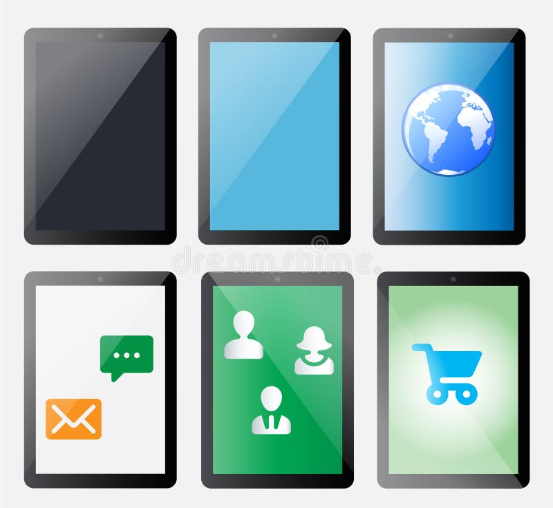Set of Vector Computer Tablets. Stock Illustration - Illustration of ...