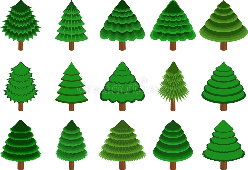 Set 15 Vector Conifers Stock Illustrations – 2 Set 15 Vector Conifers ...