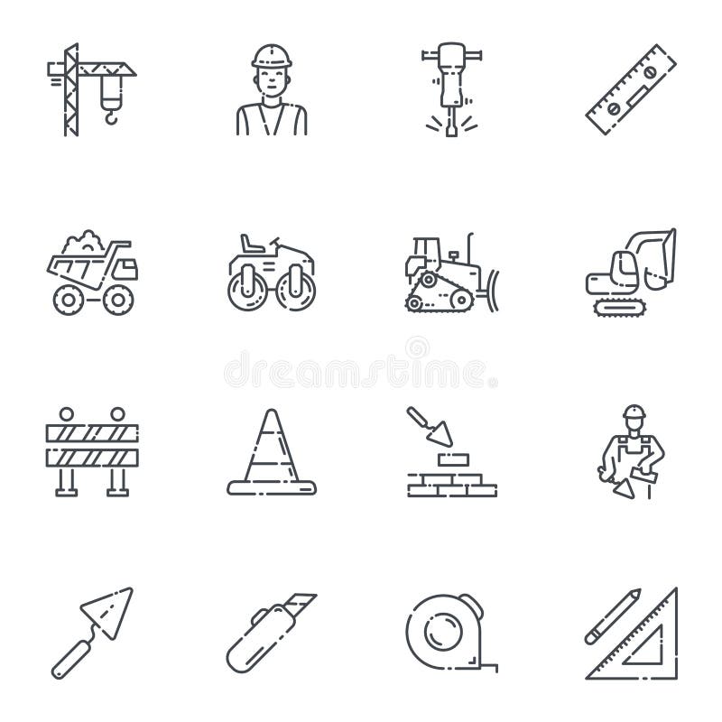 Set of Vector Construction Line Icons Isolated Stock Vector ...