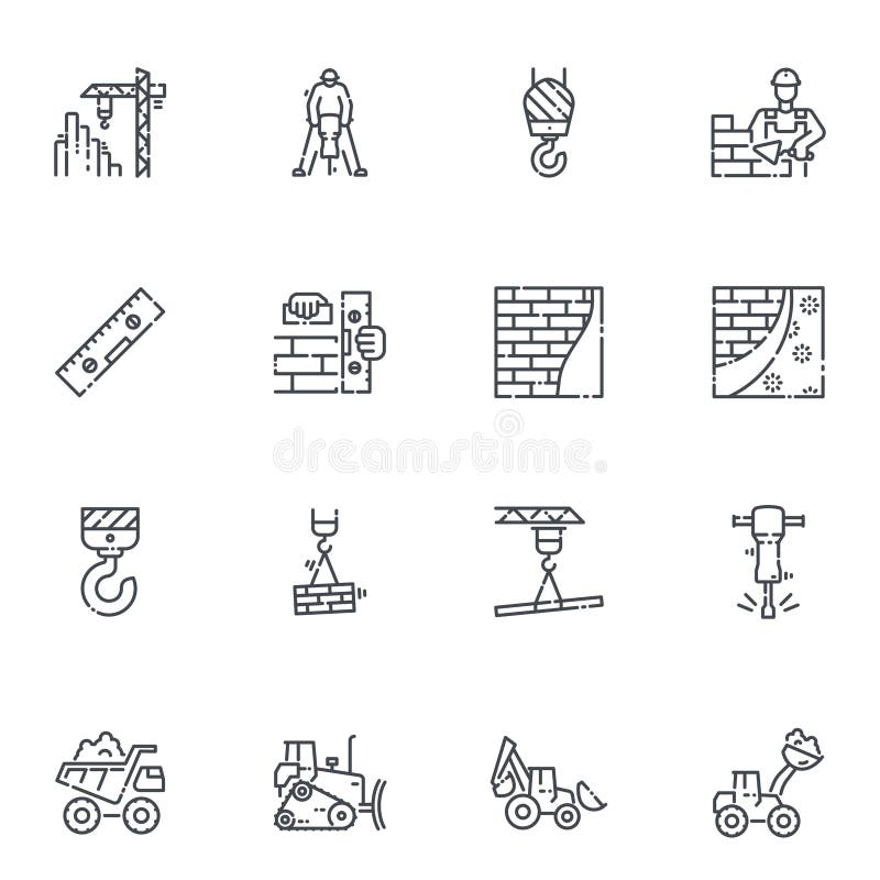 Set of Vector Construction Line Icons Isolated Stock Vector ...