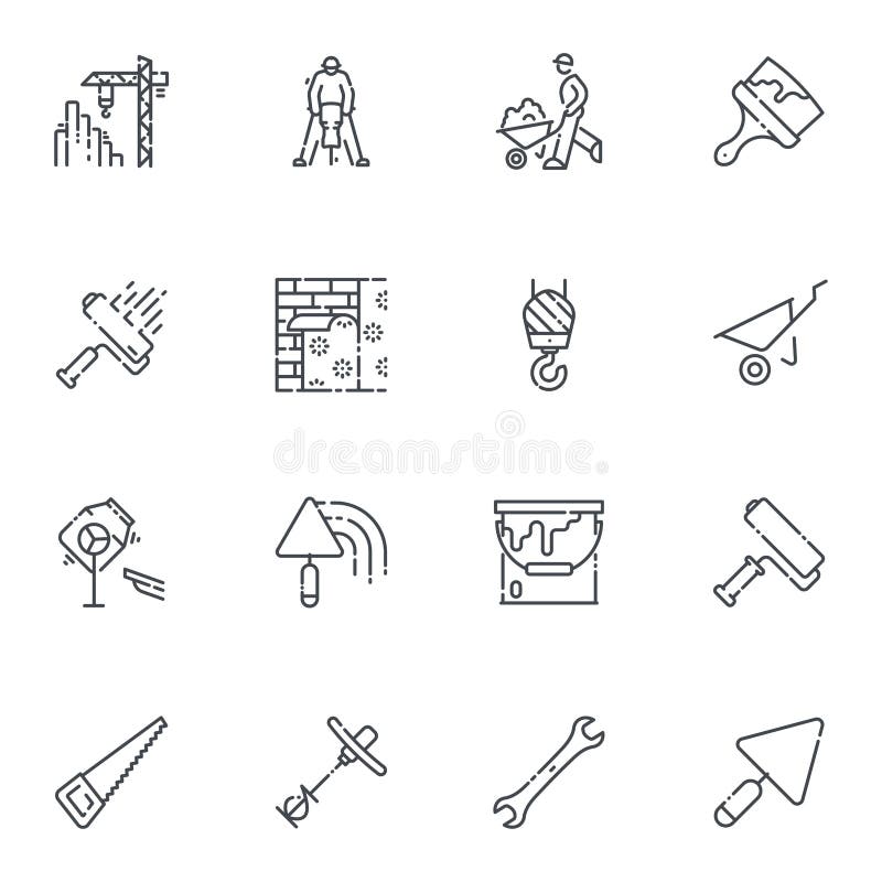 Set of Vector Construction Line Icons Isolated Stock Vector ...