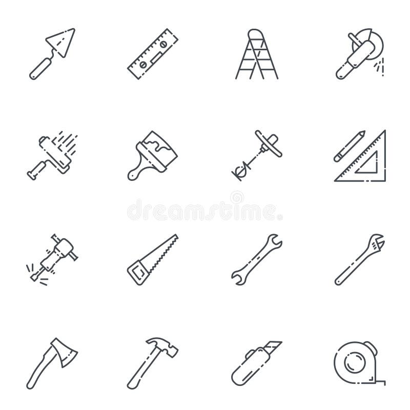 Set of Vector Construction Line Icons Isolated Stock Vector ...