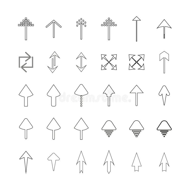 Set of Vector Contour Arrows on a White Background, Square Illustration ...