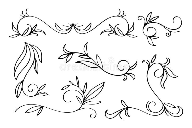 Set of Vector Corner Swirl Elements on White Stock Illustration ...