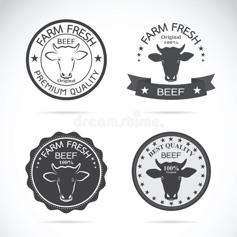 Set of Vector Cow Labels on White Background. Farm. Stock Vector ...