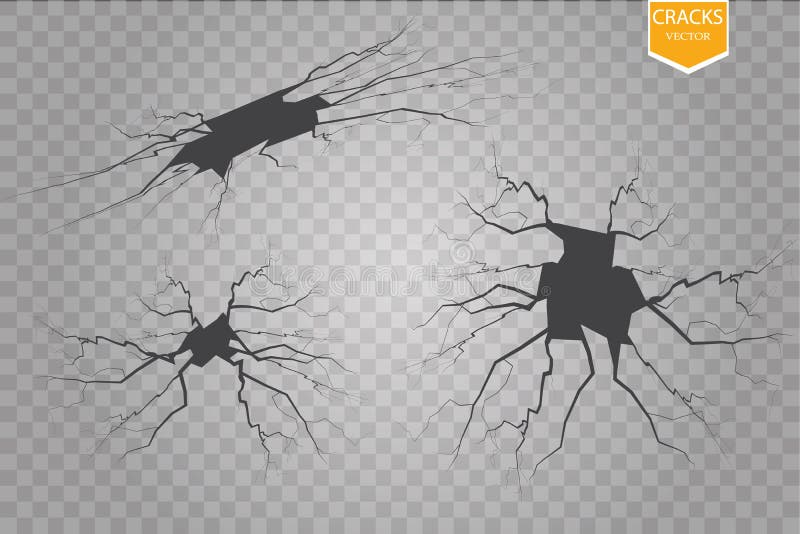 Set of Vector Cracks Isolated on Transparent Background. Stock Vector ...