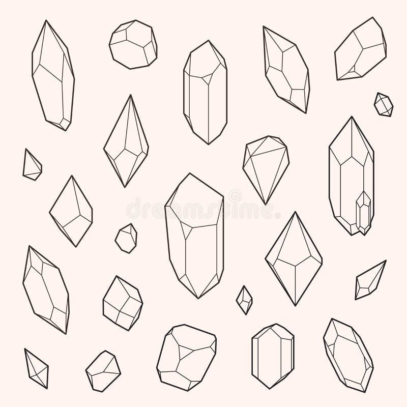 Set of Vector Crystal Shapes Stock Vector - Illustration of black ...