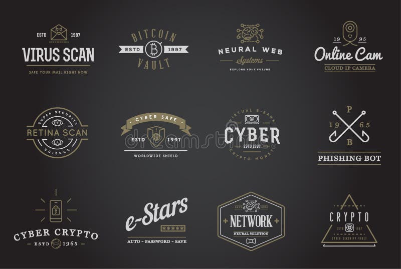Set of Vector Cyber Security Identity Badges and Signs Stock Vector ...