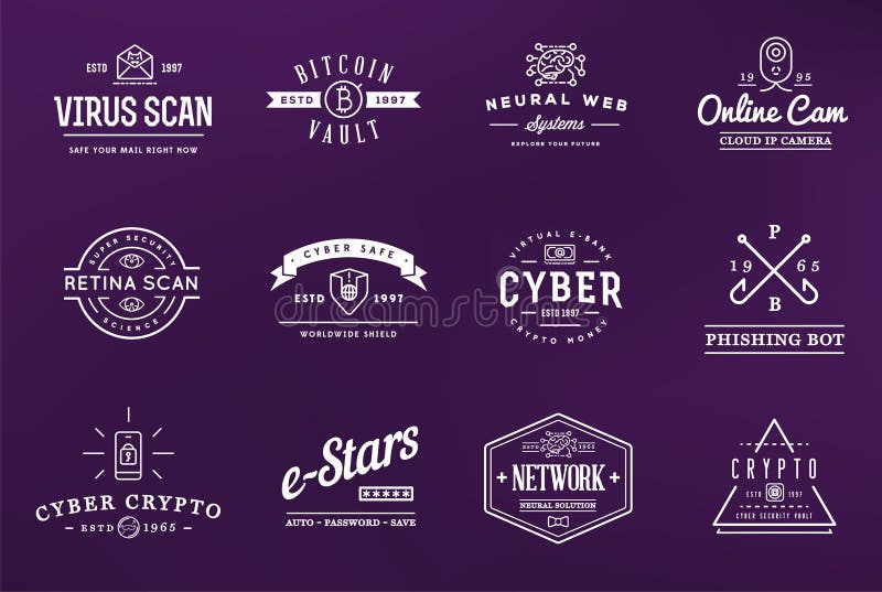 Set of Vector Cyber Security Identity Badges and Signs Stock Vector ...