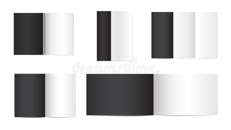 Set of Vector 3d Opened Notebooks. Copybooks with Metallic Silver ...