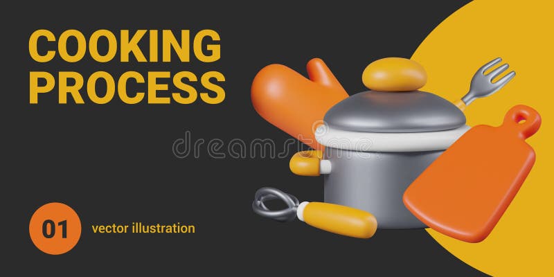 Set of Vector 3D Templates of Dishes and Accessories for Cooking ...