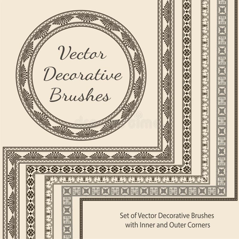 Set of Vector Decorative Brushes with Inner and Outer Corners. Stock ...
