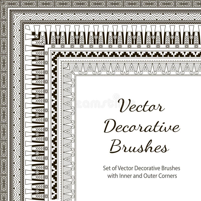 Set of Vector Decorative Brushes with Inner and Outer Corners. Stock ...