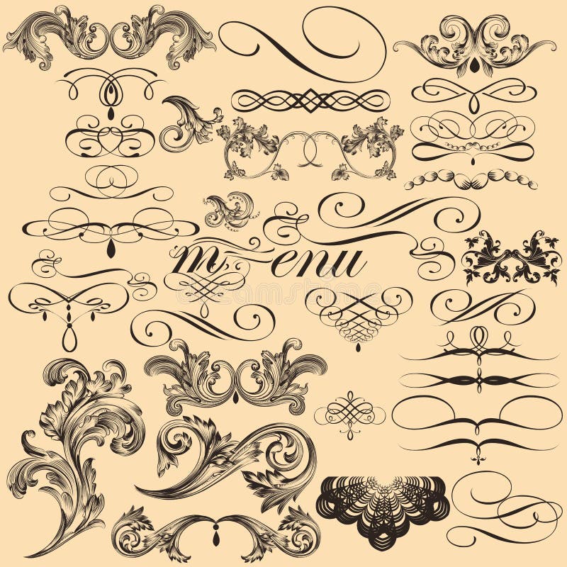 Set of Vector Decorative Flourishes in Vintage Style Stock Vector ...