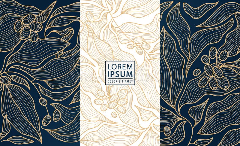 Set of Vector Design Elements Labels, Frames, Package. Line Golden ...