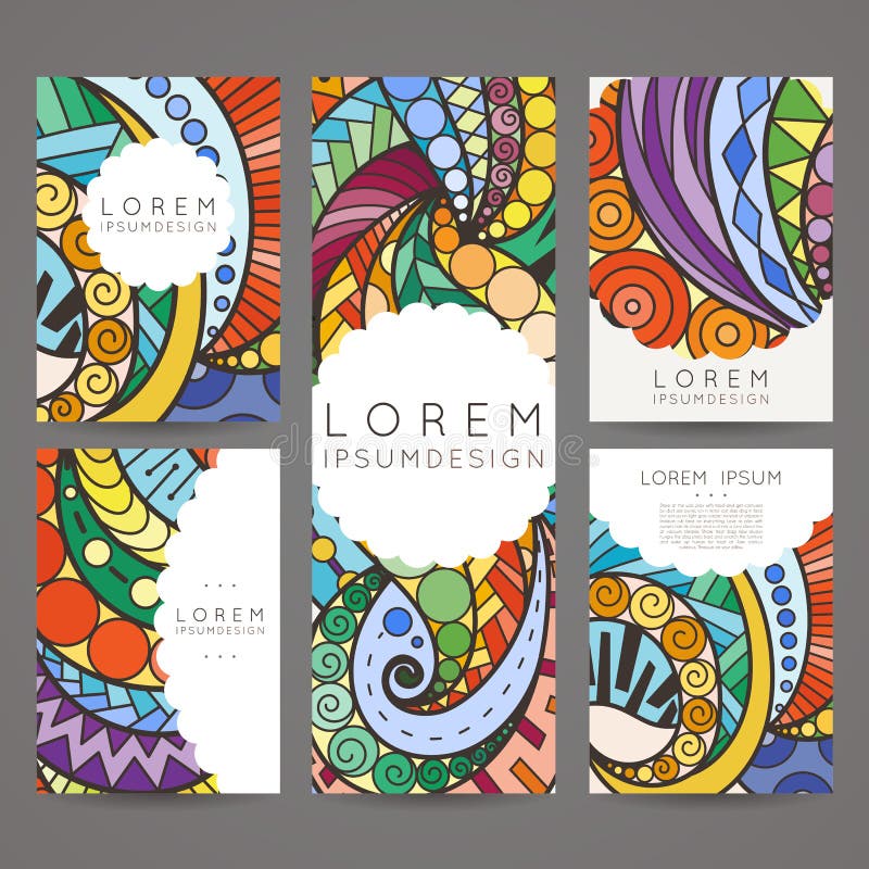 Set of Vector Design Templates. Brochures in Random Colorful Style ...