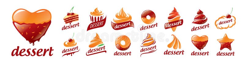 A Set of Vector Dessert Logos on a White Background Stock Vector ...