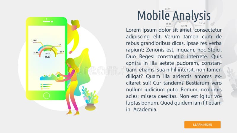 Mobile Analysis Conceptual Banner Stock Vector - Illustration of flat ...
