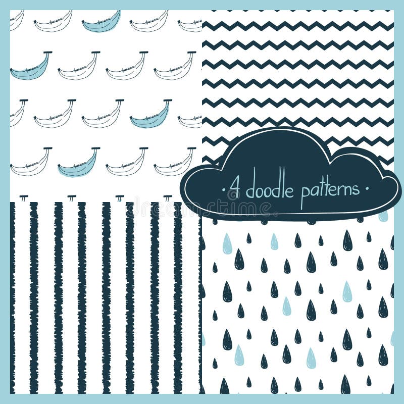 Set of Vector Doodle Patterns. Simple Drawings. Stock Vector ...