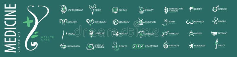 A Set of Vector Drawn Logos of Various Medical Services Stock ...