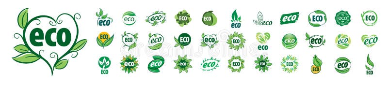 A Set of Vector Eco Logos on a White Background Stock Vector ...