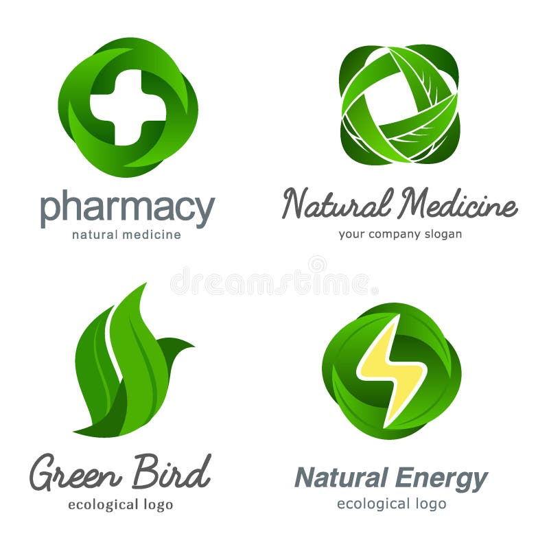 Set of Vector Ecological Logos Stock Vector - Illustration of leaf ...