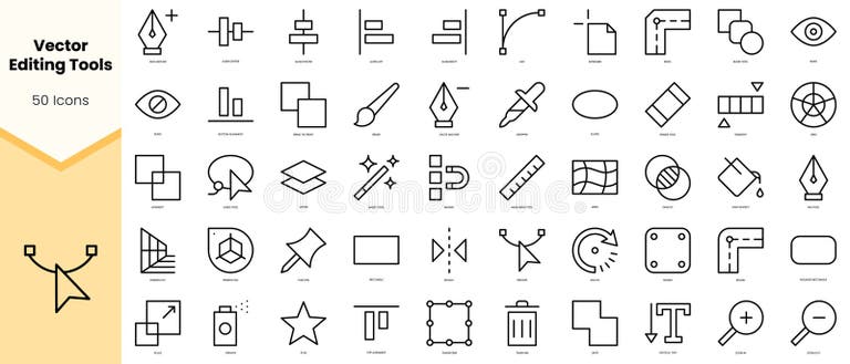 Set of Vector Editing Tools Icons. Simple Line Art Style Icons Pack ...