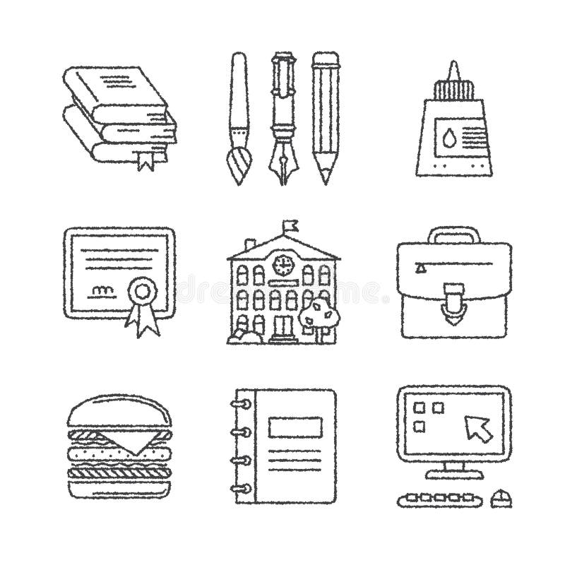 Set of Vector Education Icons in Sketch Style Stock Vector ...