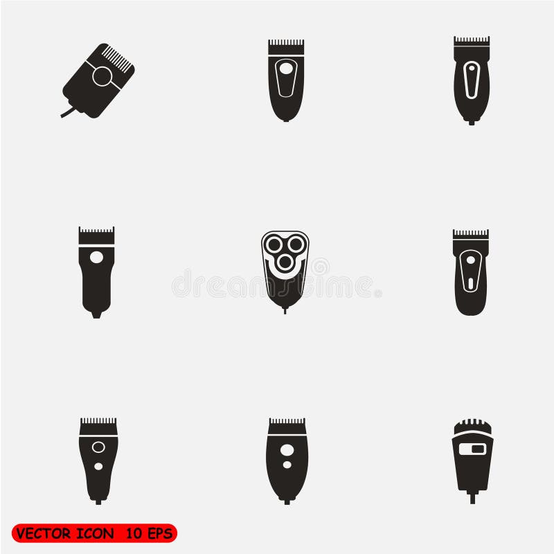 Set of Vector Electric Razor Icons Stock Vector - Illustration of ...