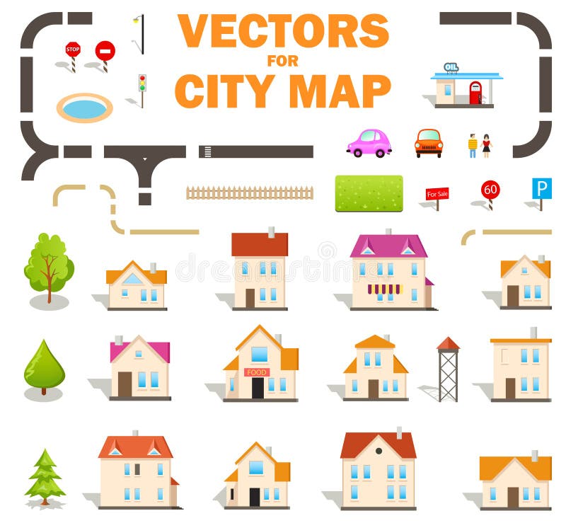 Set of Vector Elements for City Map Design Stock Vector - Illustration ...