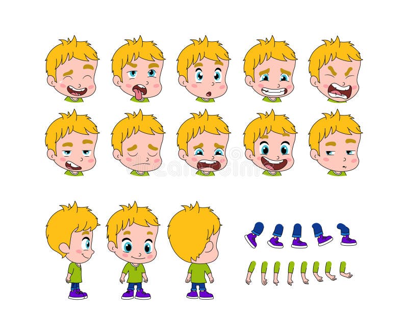 Set of Vector Elements for Creating Boy Character Animation Stock ...