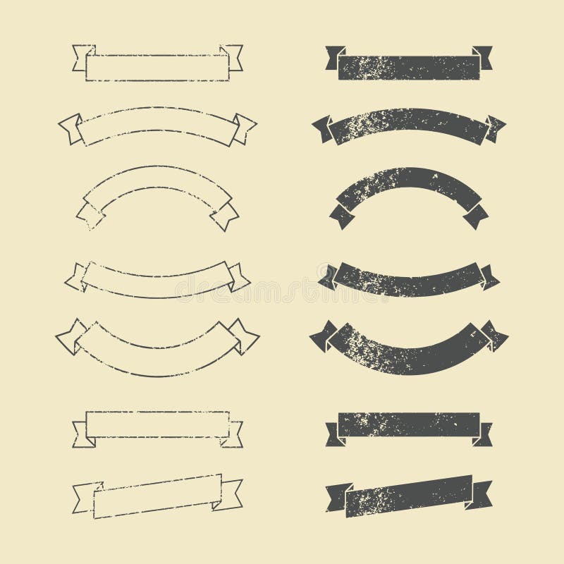 Set of Distressed Vintage Ribbons Stock Vector - Illustration of ...